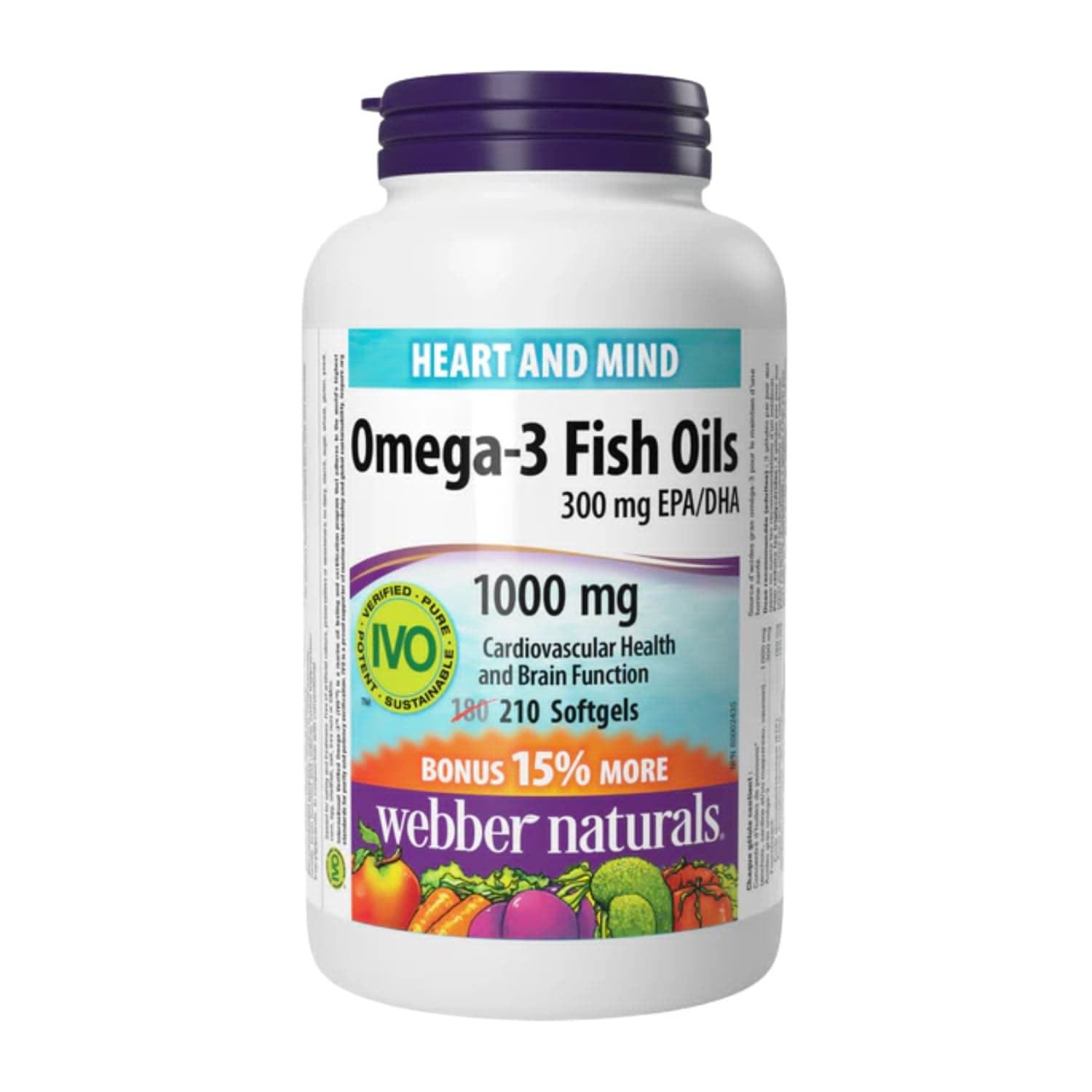 Webber Naturals Omega 3 Fish Oils 1000 mg 210 Softgels | Available at ...